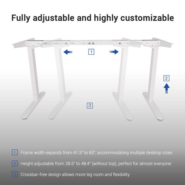 Flexispot 48" Electric Sit Stand Height Adjustable Desk Frame Two-Section Legs White E2W Home ...